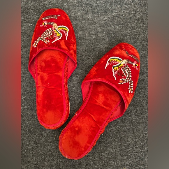 Shoes | Vintage Red Velvet Slippers | Poshmark